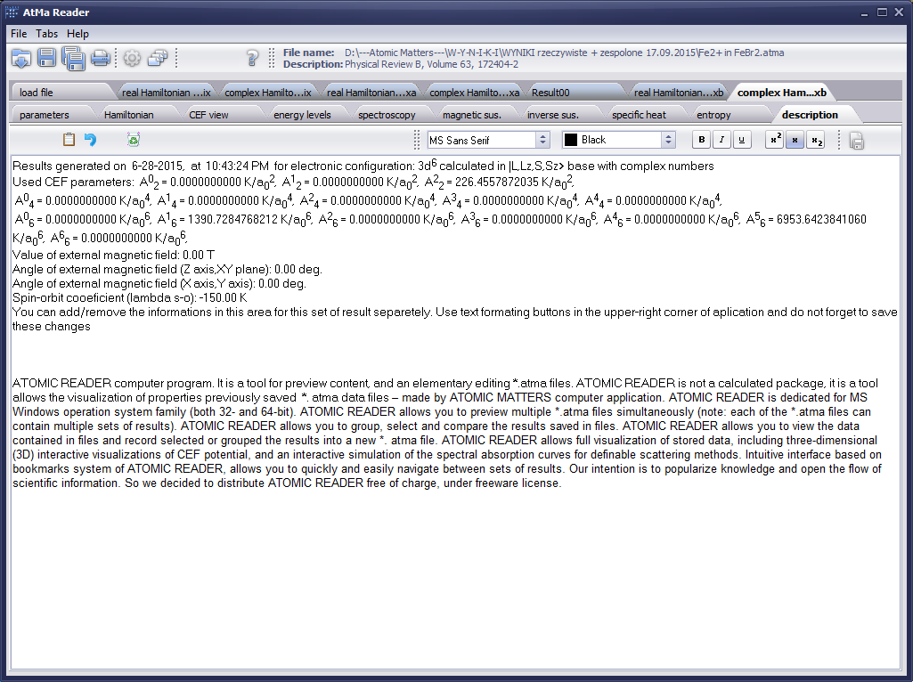 Calculation Description Tab Atomic Matters